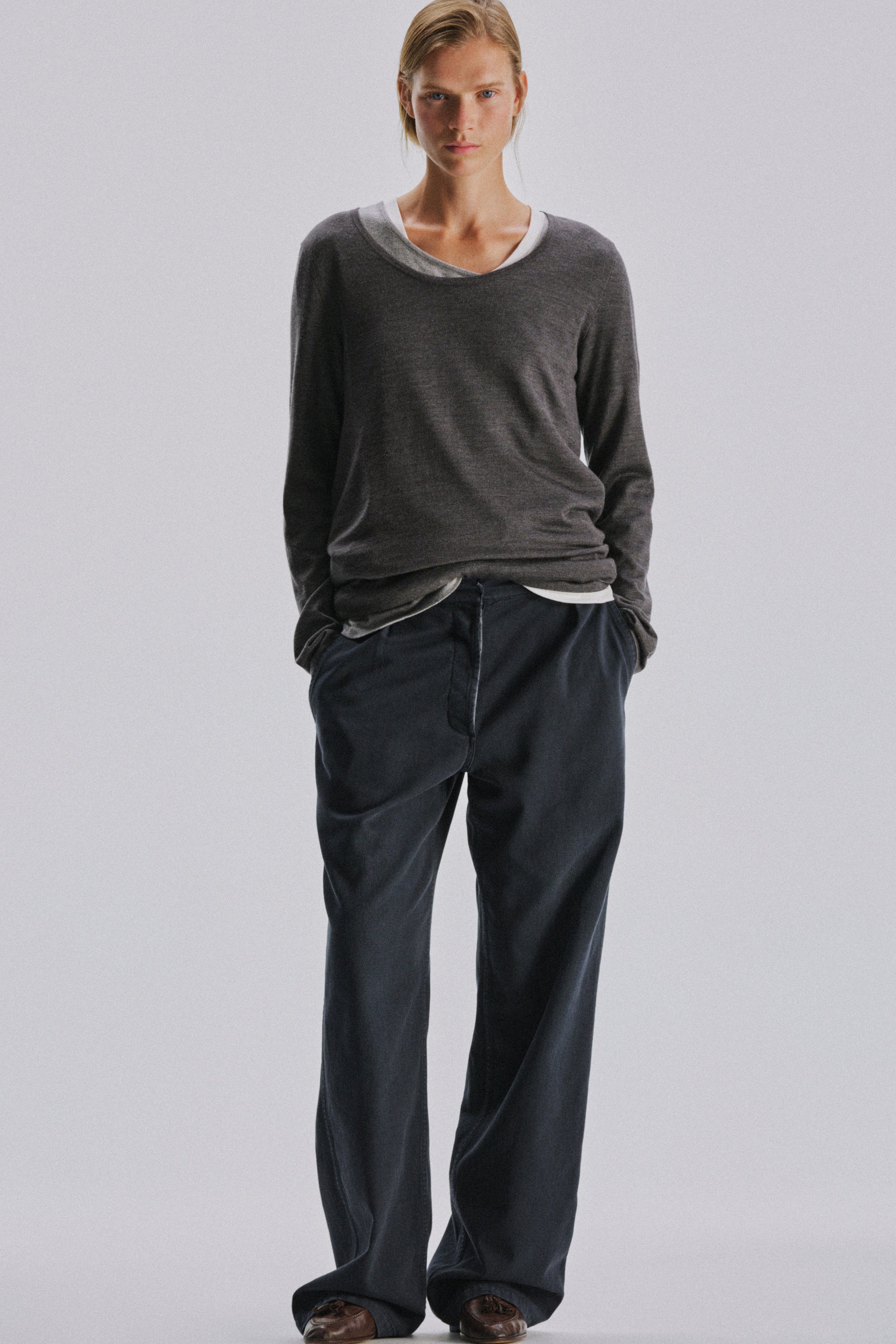 THE ROW The Row Adler Cotton Twill Pleated Straight-Leg Pants